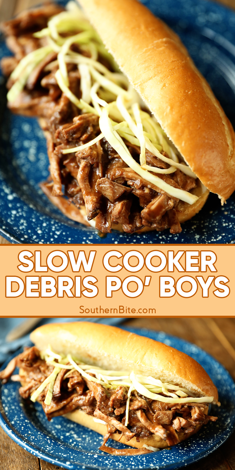 Slow Cooker Roast Beef Debris Po' Boys - Southern Bite